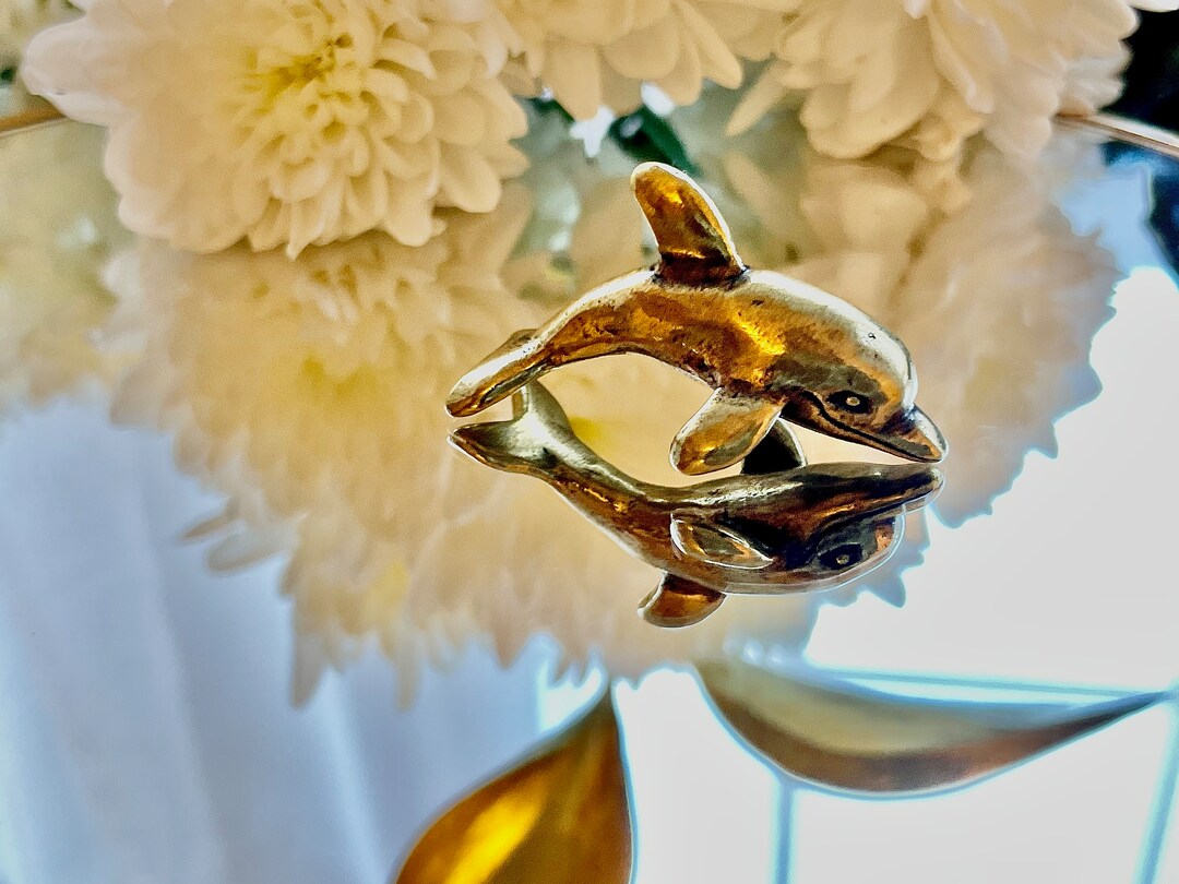 Dolphin Vintage Solid Brass Figurine, Dolphin Sculpture, Dolphin ...
