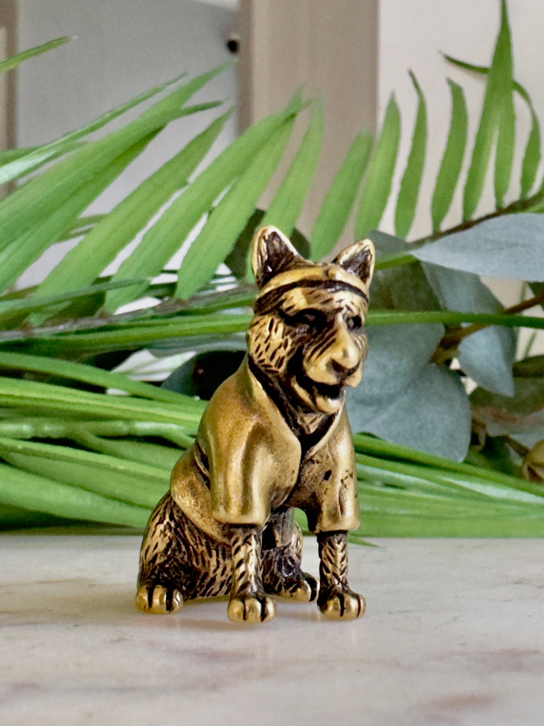 Karate Dog Figurine, Solid Brass Akita Figurine, Husky Statuette, Great ...