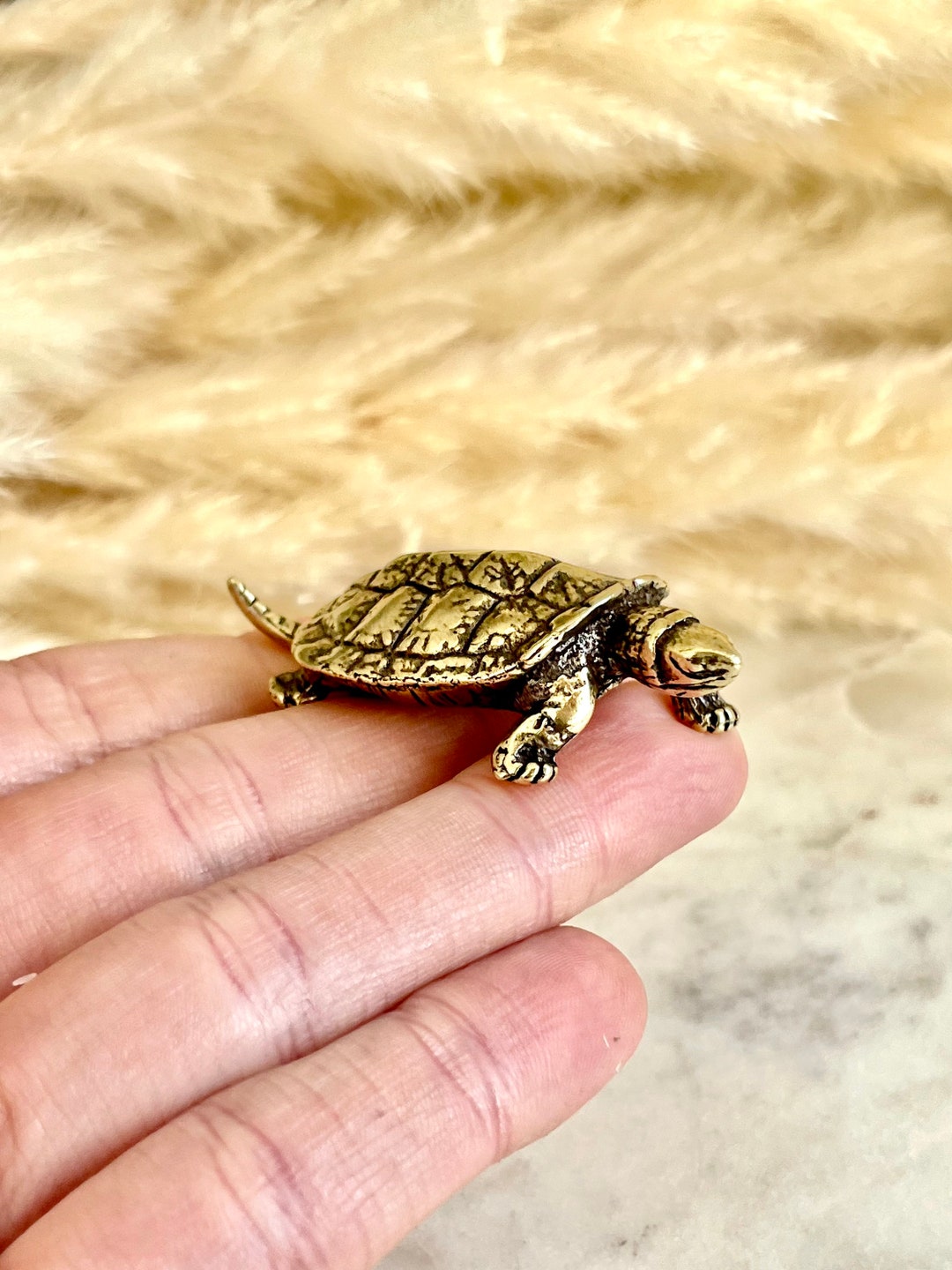 Brass Turtle Figurine, Fine Lifelike Solid Brass Pond Slider Figurine ...