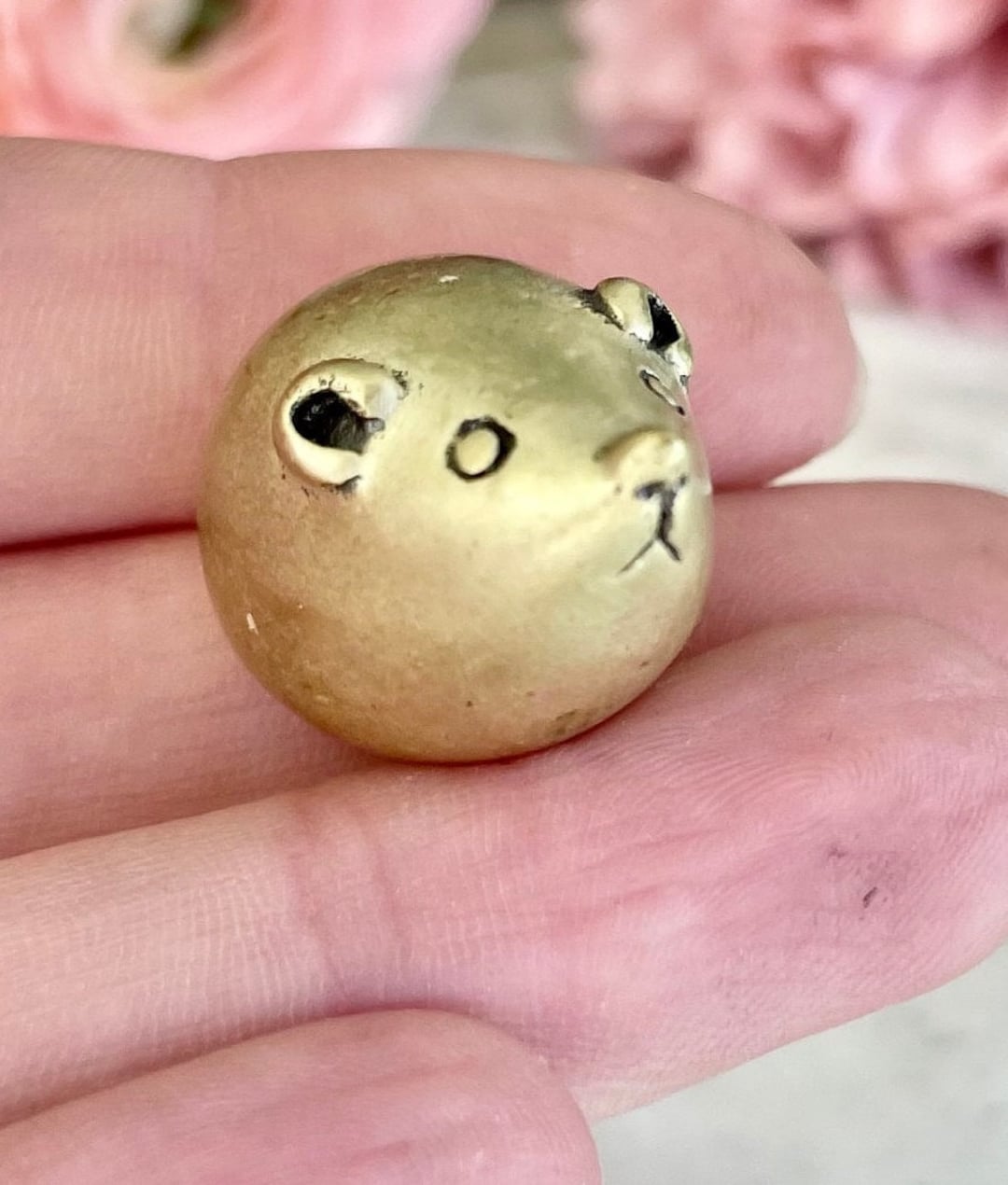 Vintage Style Solid Brass Cute Fat Little Mouse Figurine, Round Rat ...
