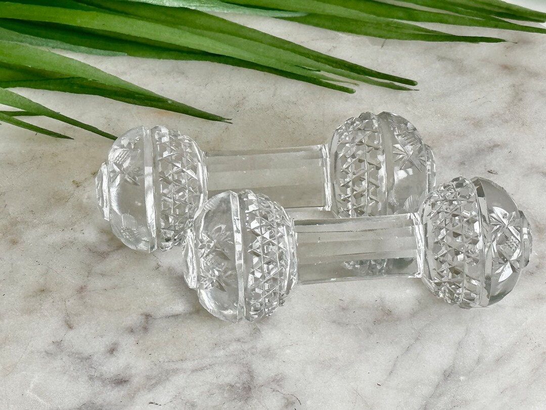 Set of 2 Vintage Knife Rests Crystal Cut Glass Style, Glass French ...