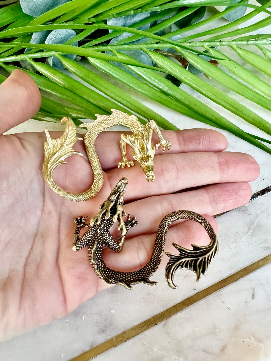 Fighting Dragons Solid Brass Miniature, Chinese Feng Shui Animal Statue ...