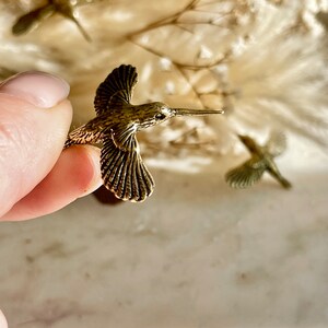 Little Hummingbird Miniature, Solid Brass Flying Bird Figurine, Curious ...