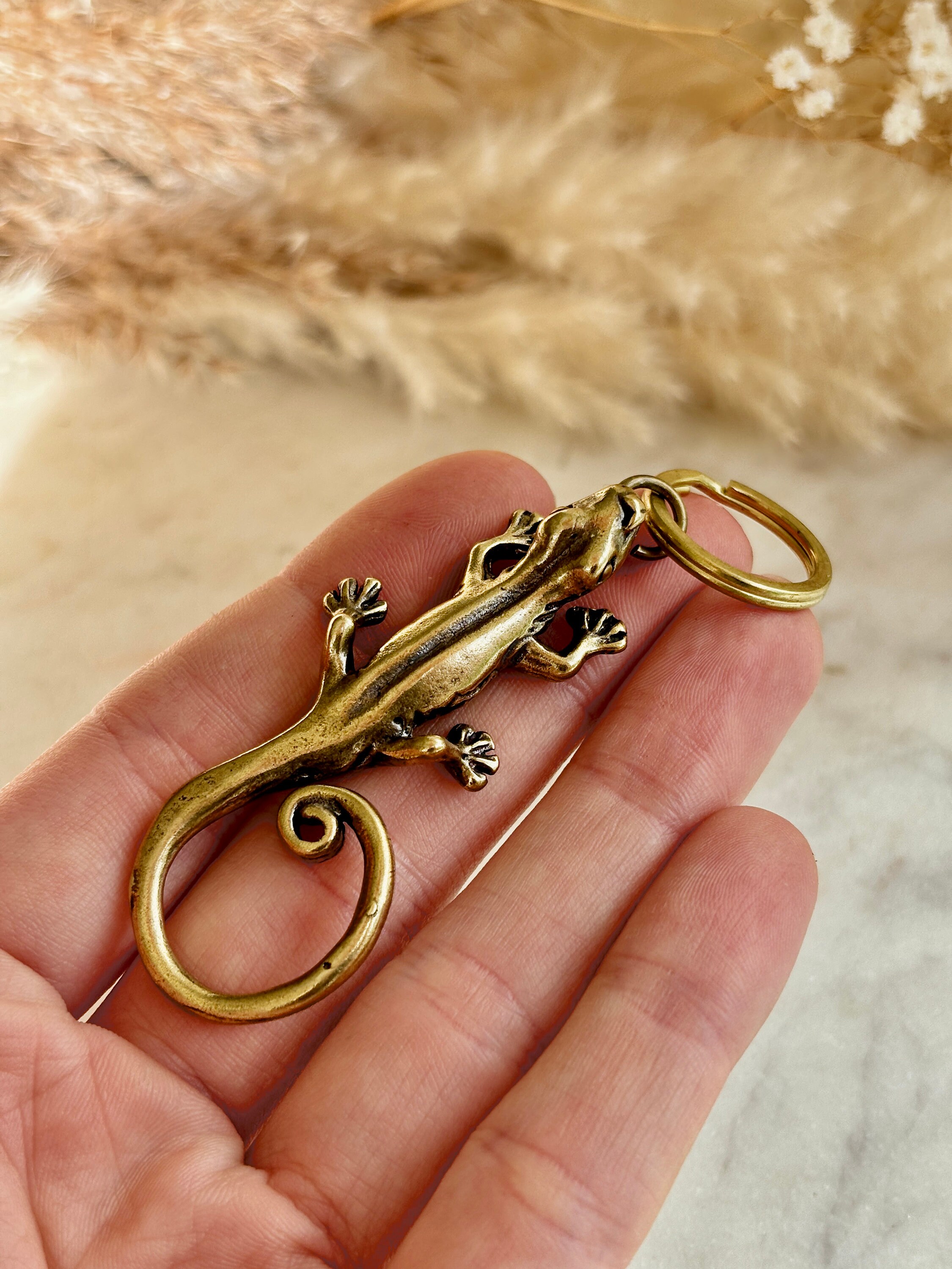 Solid Brass Fine Craftsmanship Lizard Keychain Lizard Lover - Etsy