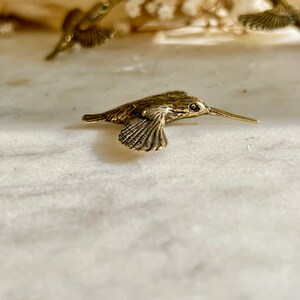 Little Hummingbird Miniature, Solid Brass Flying Bird Figurine, Curious ...
