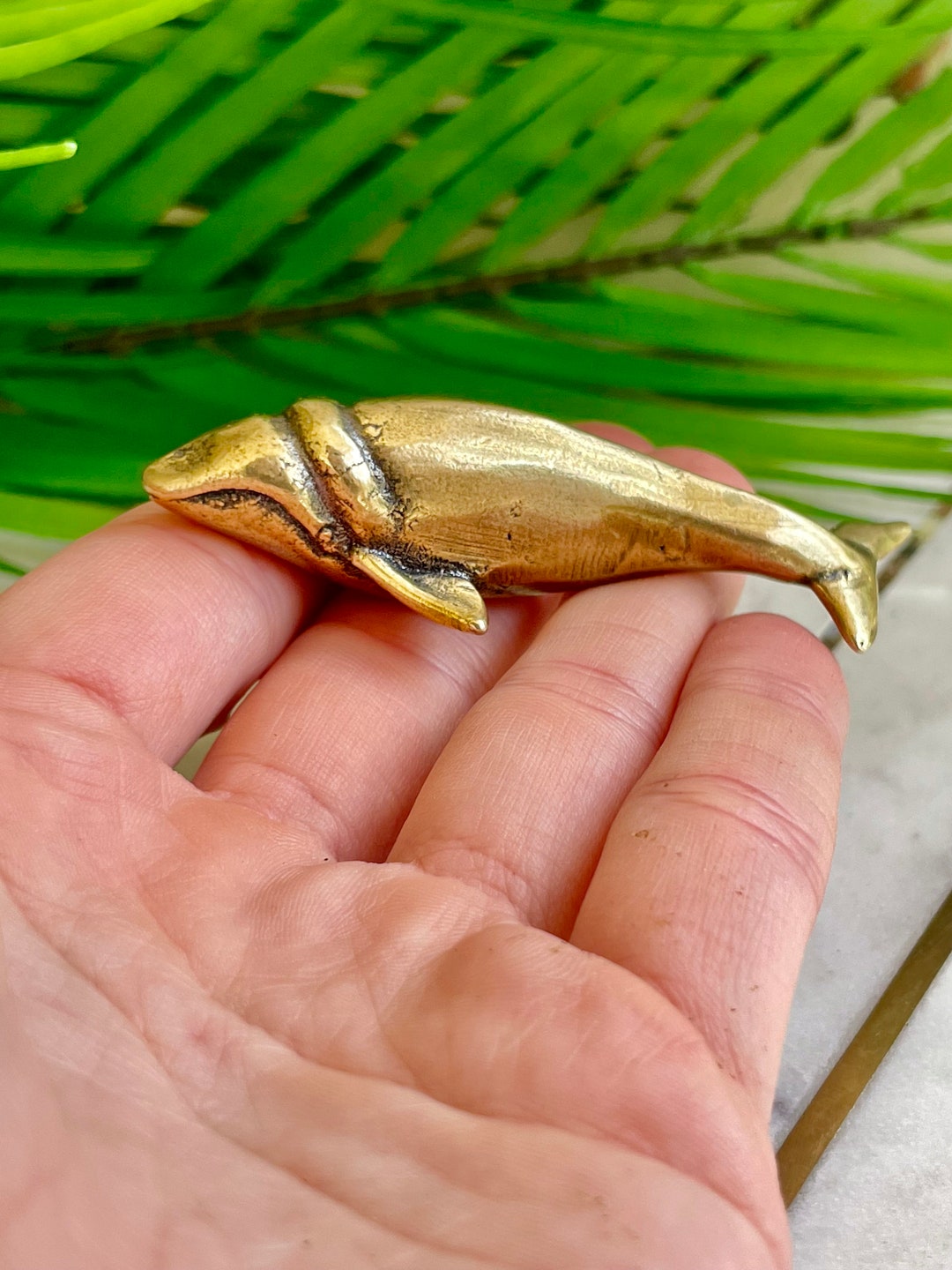 Lifelike Solid Brass Sculptures White Whale Figurine, Metal Sea ...