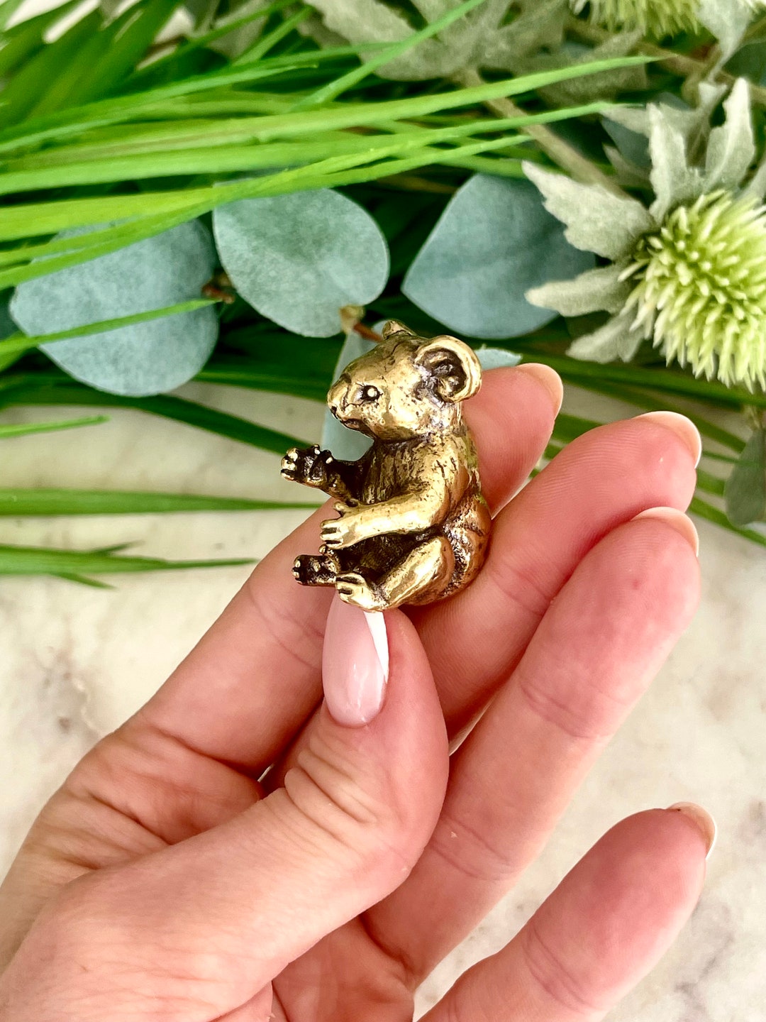 Solid Brass Cute Koala Bear Miniature, Australia Habitat Ornament ...