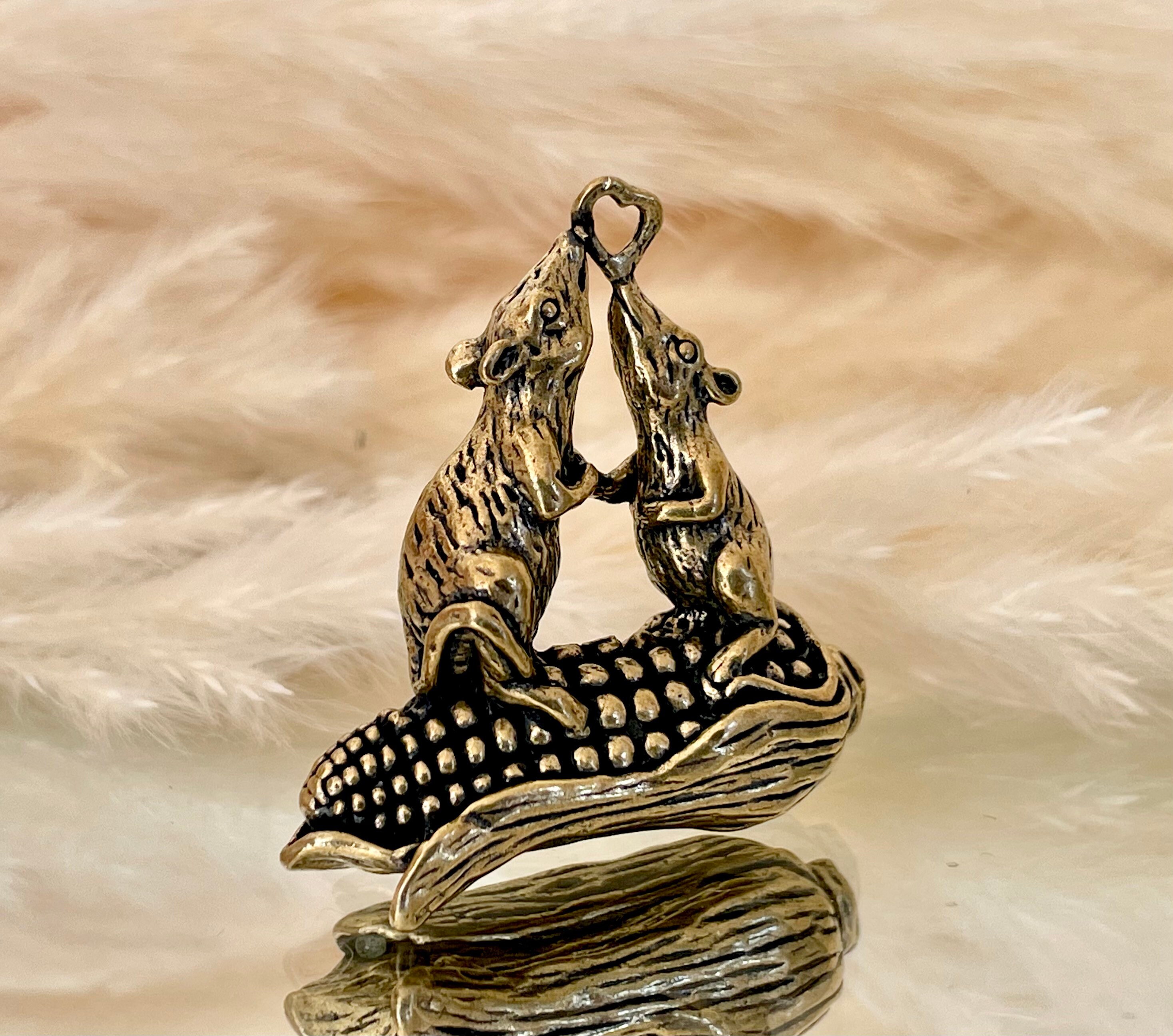 Metal Mouse Statuette Kissing Mice Solid Brass Figurine - Etsy