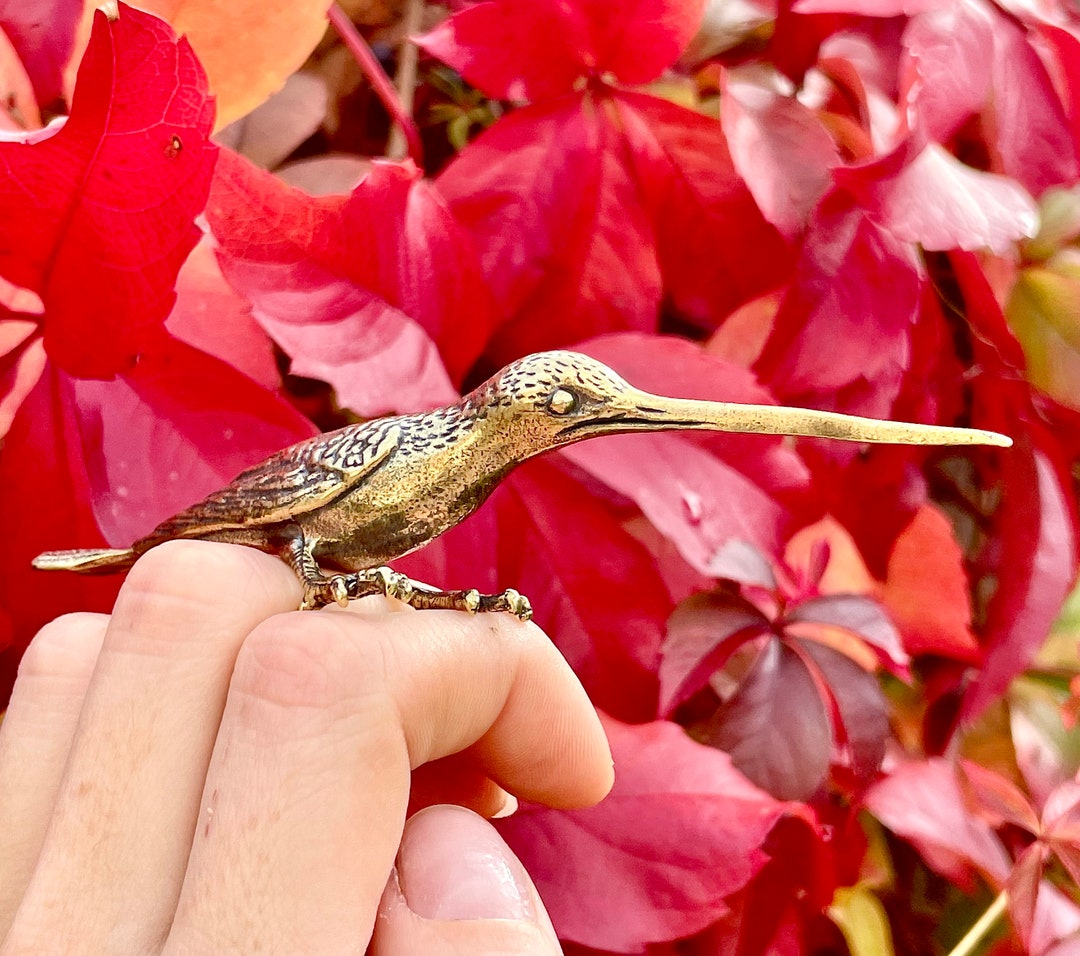 Hummingbird Statuette, Lifelike Solid Brass Figurine, Curious ...