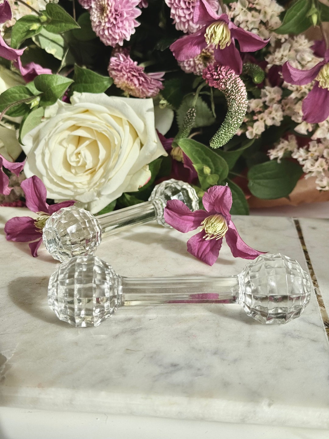Set of 2 Vintage Knife Rests Crystal Cut Glass Style, Glass French ...