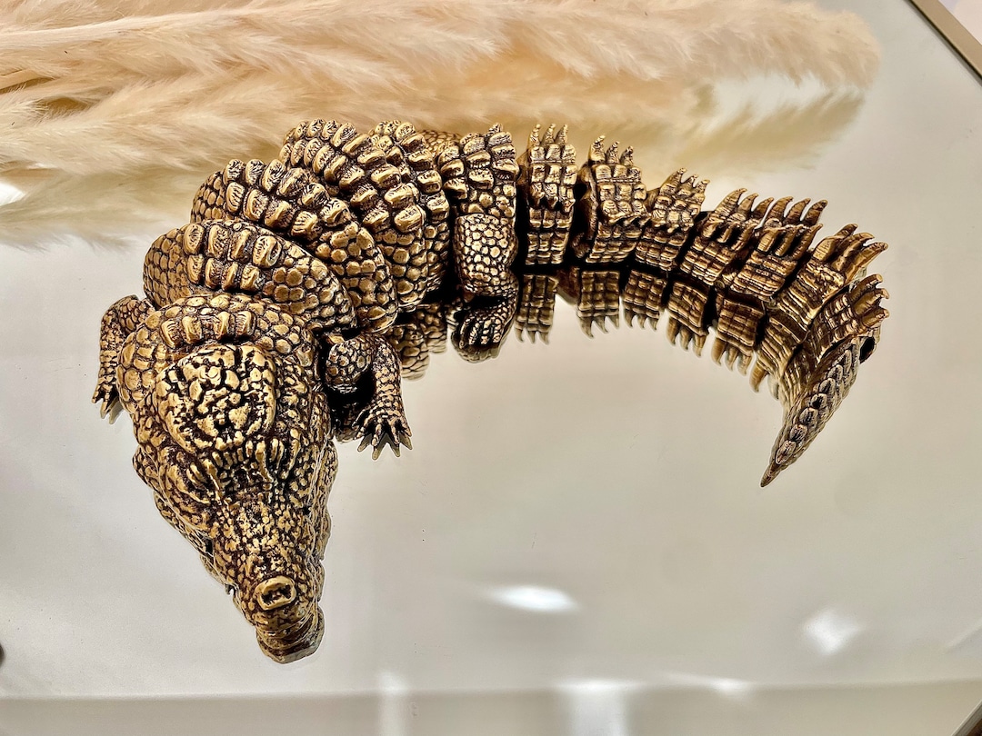 1kg Fine 3D Brass Figurine Lifelike Alligator Luxurious Gift Desktop ...