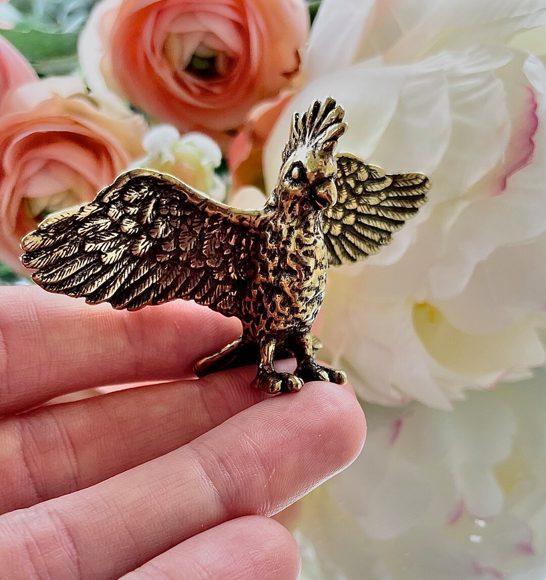 Cockatoo Figurine, Lifelike Fine Solid Brass Sculpture, Kakatoe ...