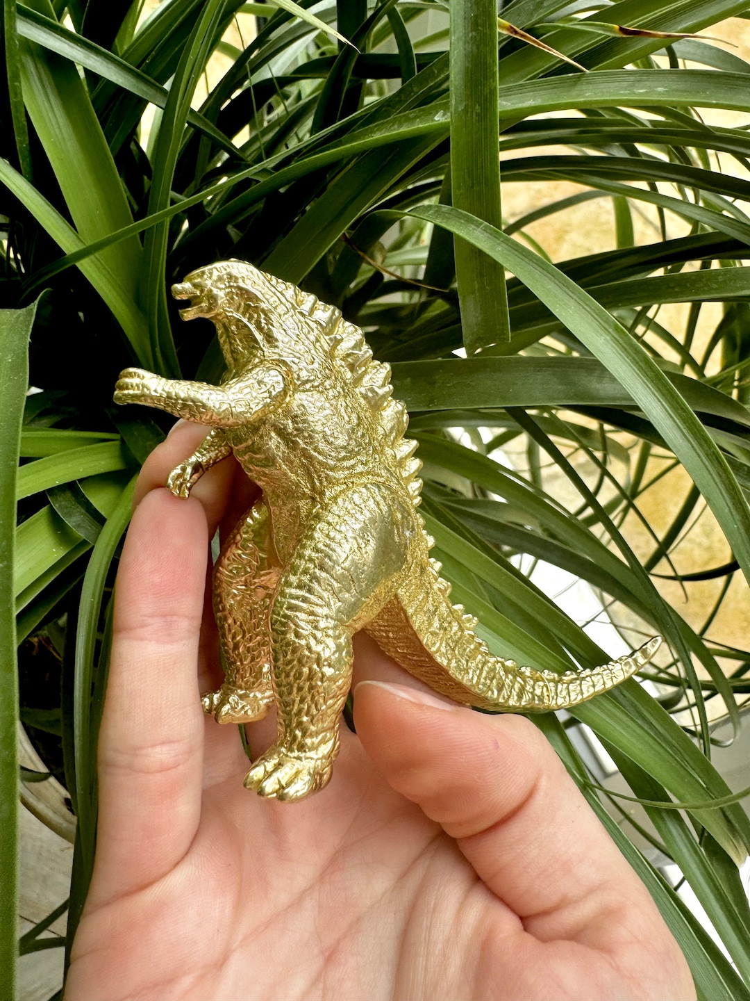Solid Golden Brass Godzilla Miniature, Gojira Lizard, Brass Godzilla ...