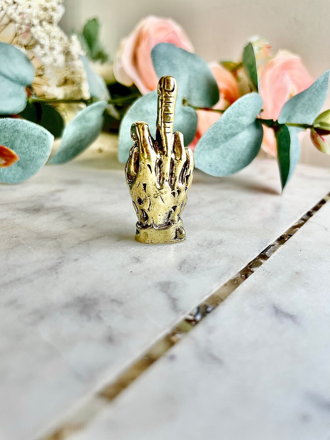 The Middle Finger Solid Brass Figurine Golden Hand With - Etsy
