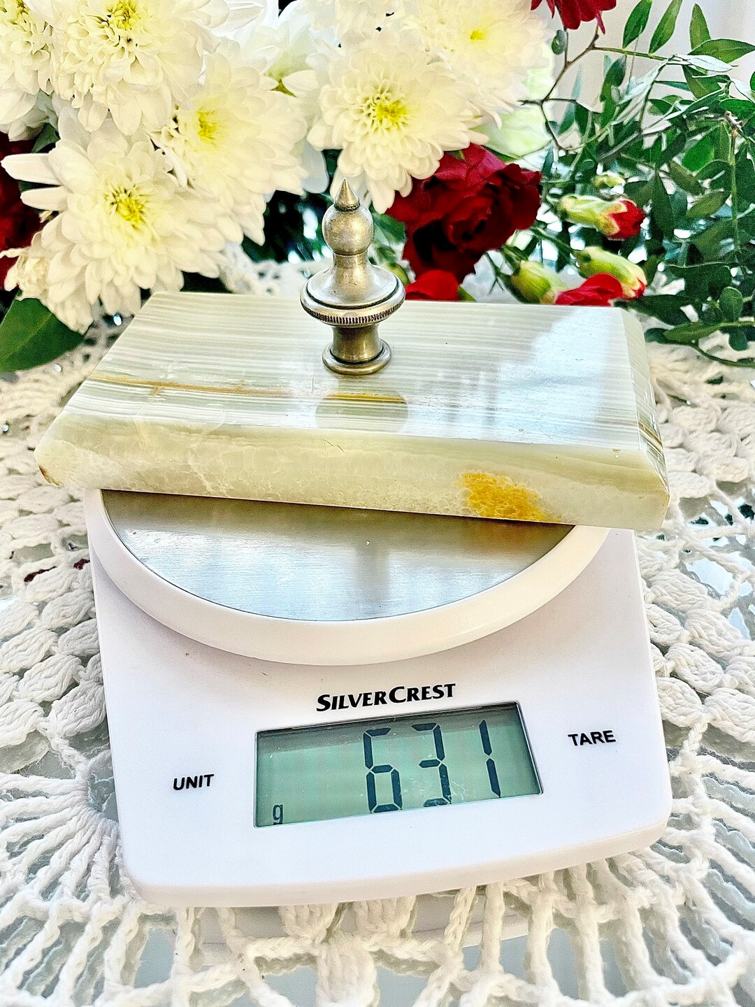 Vintage Onyx Desk Cloth and Paperweight With Brass Handle - Etsy