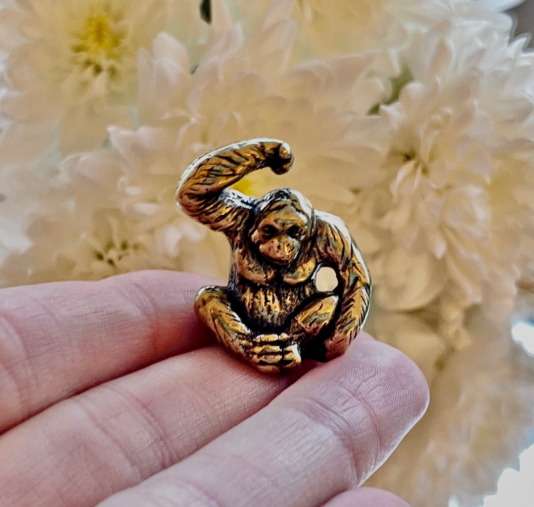 Solid Brass Orang-utan Mini Figurine, Animal Display, Handcrafted ...