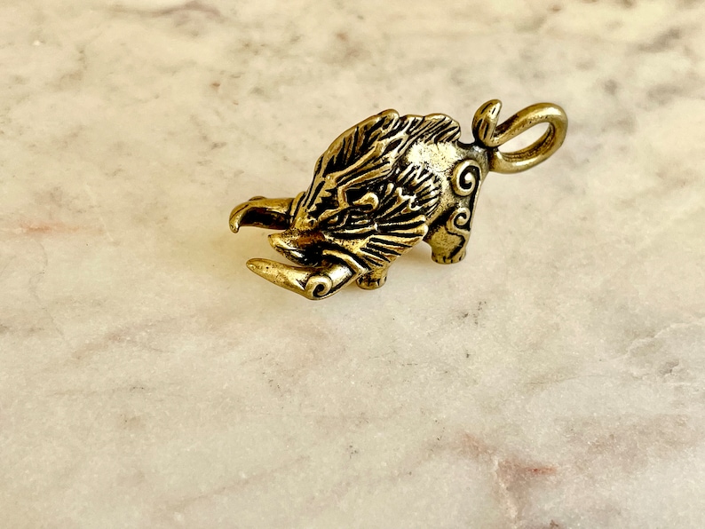Solid Brass Majestic Nordic Wild Boar Charm Viking Bravado - Etsy