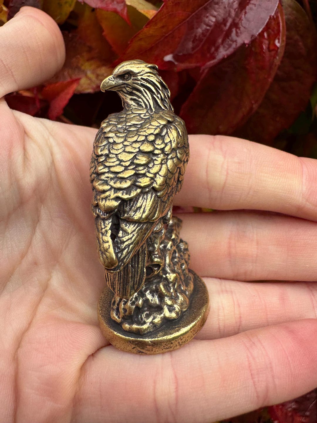 Solid Brass Proud Eagle Statuette, Fine Lifelike Solid Brass Eagle Figurine, Golden Eagle Decor ...