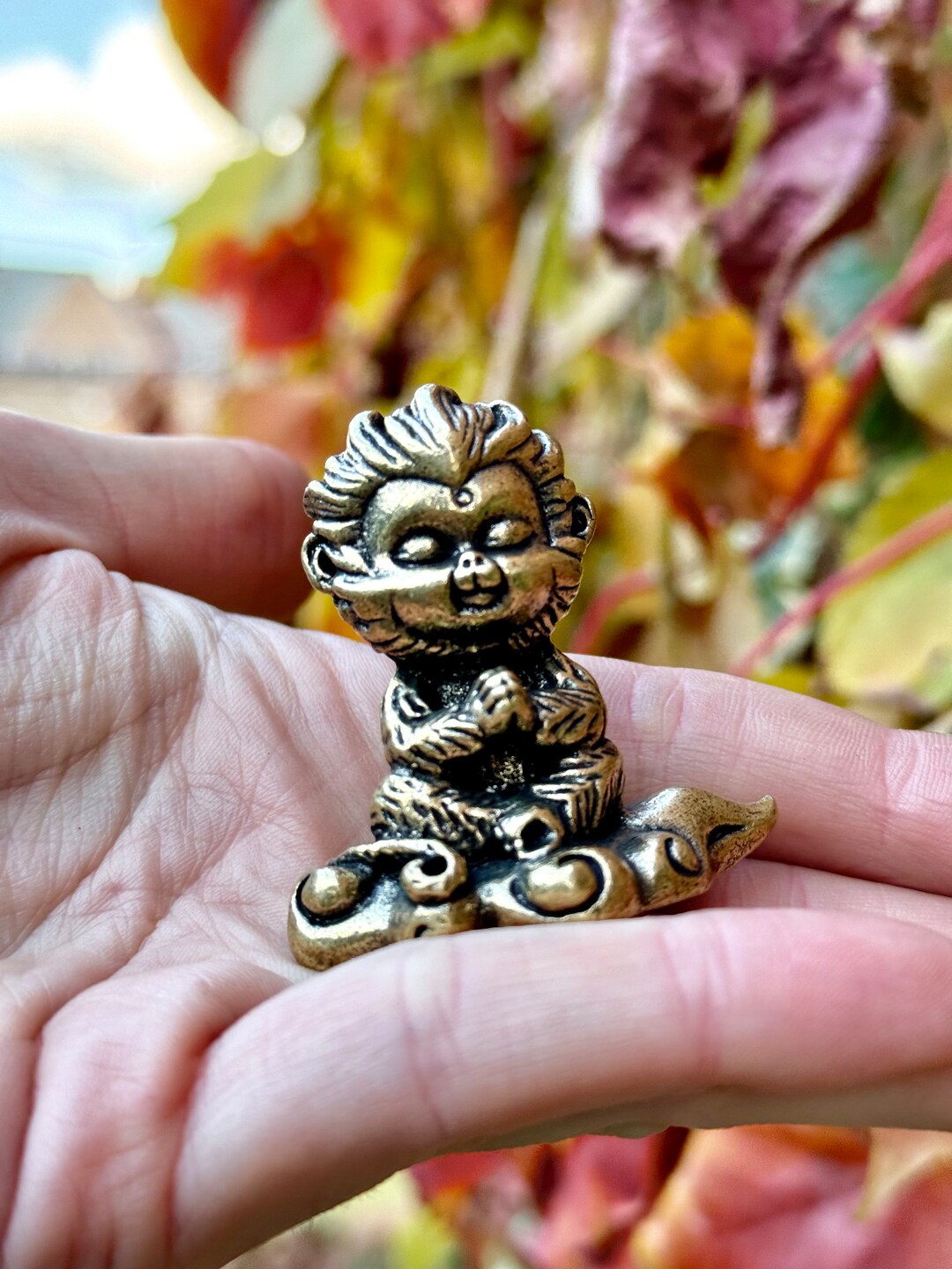 Spiritual Monkey Brass Statuette, Macaque Figurine, Metal Monkey ...