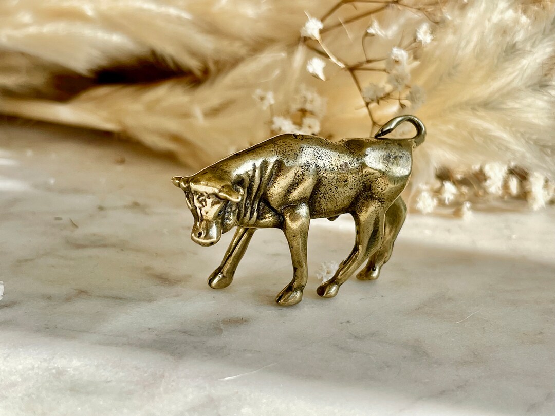 Solid Brass Wal Street Bull Sculpture, Brass Ox Figurine, Vintage Solid ...