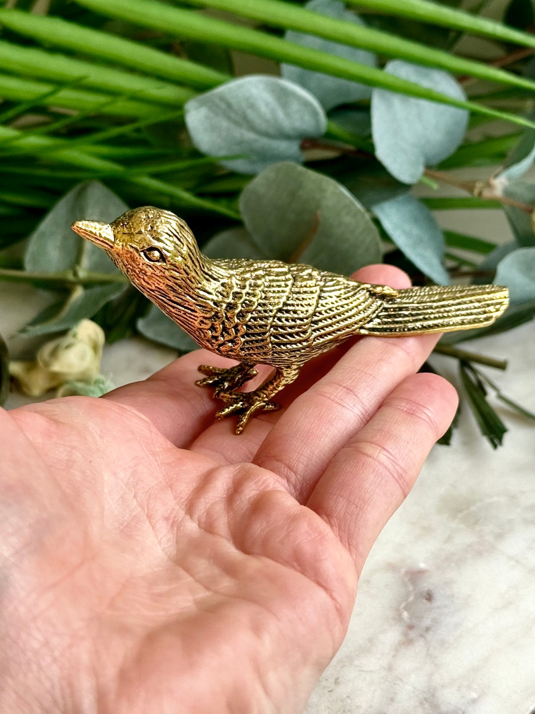 Realistic Solid Brass Chick Bird Statue, Brass Birdie Figurine ...