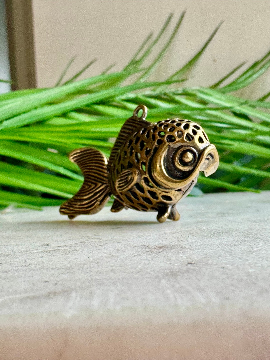 Creative Solid Brass Golden Fish Keyring, Fish Key Chain Pendant Craft ...