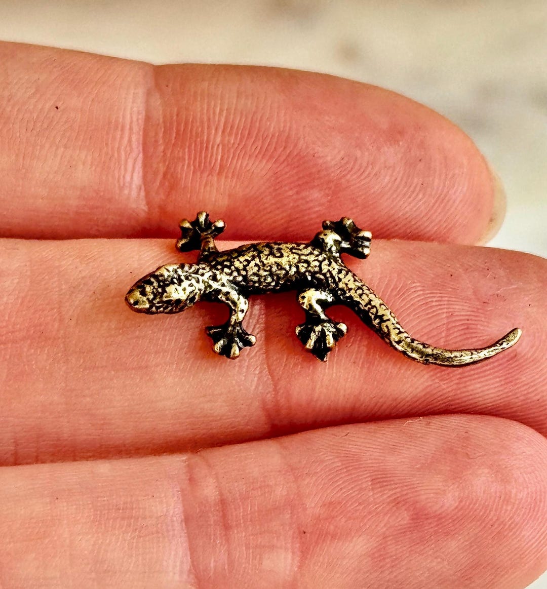 Tiny Solid Brass Fine Craftsmanship Lizard Figurine , Lizard Lover ...