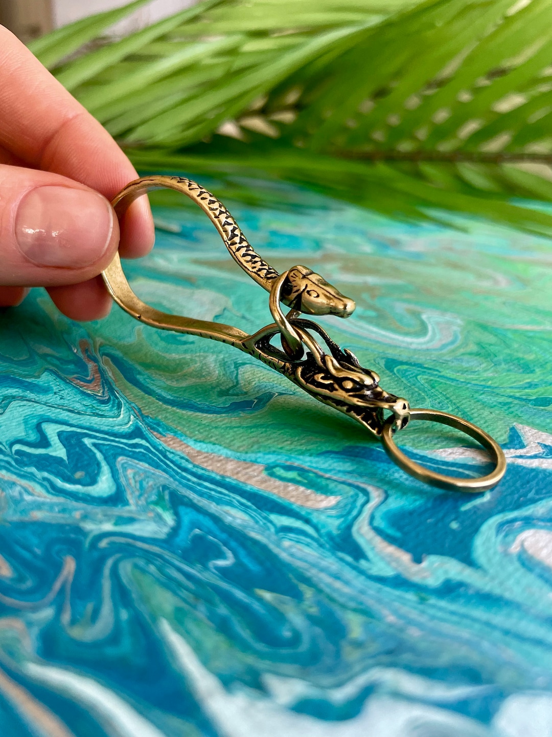 Solid Brass Exotic Snake Keyring, Mystical Dragon-snake Keychain, - Etsy UK