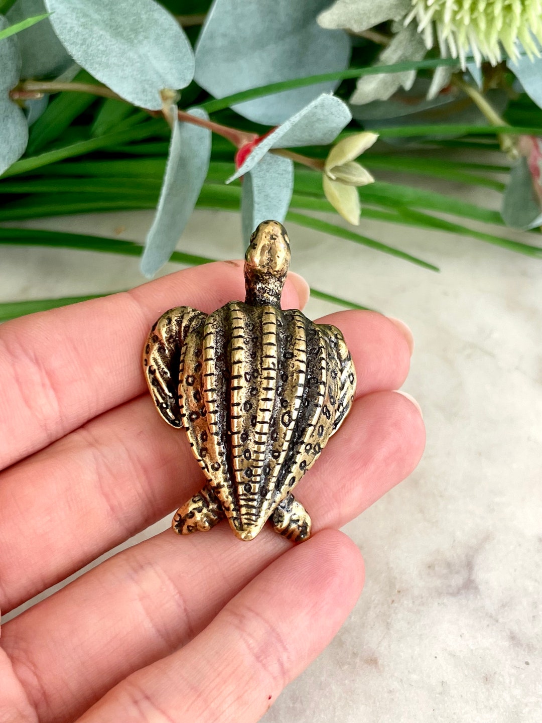 Fine Lifelike Turtle, Solid Brass Leatherback Sea Turtle Figurine, Sea ...