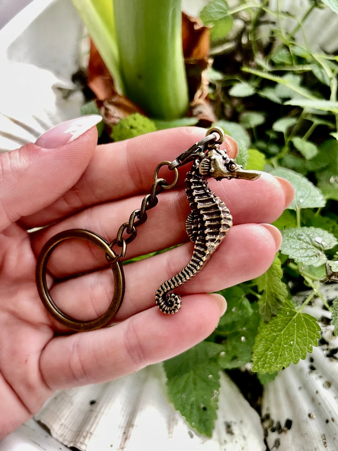 Solid Brass Seahorse Keychain Charm, Sea-inspired Talisman, Lucky ...