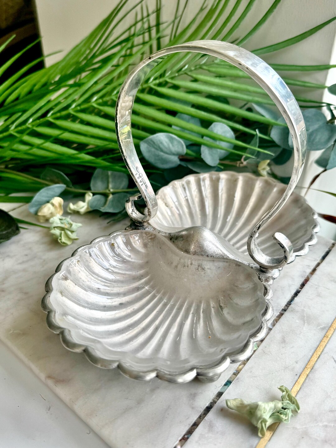Antique Art Deco Silver Plate Butter Shell Vintage Dish Clam Scallop ...