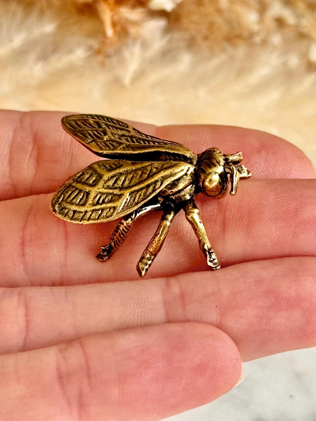 Realistic Solid Brass Bee Ornament, Solid Brass Diptera Figurine, Fly ...