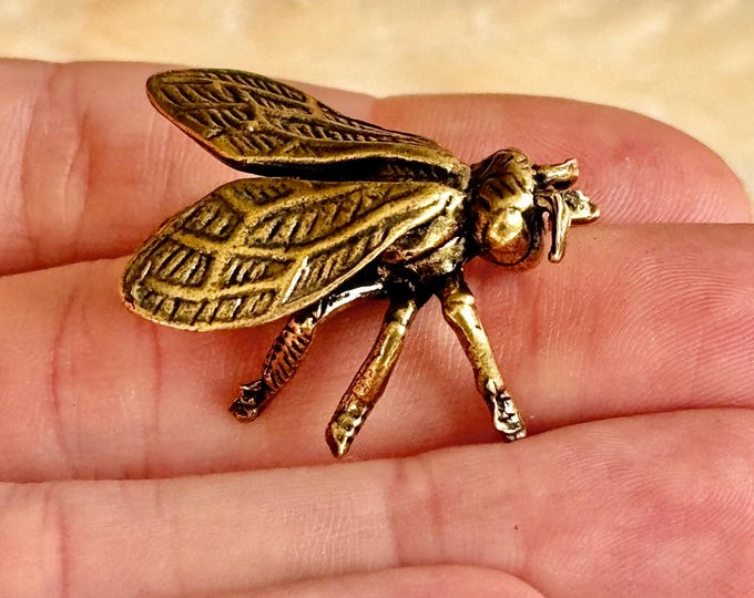Realistic Solid Brass Bee Ornament, Solid Brass Diptera Figurine, Fly ...