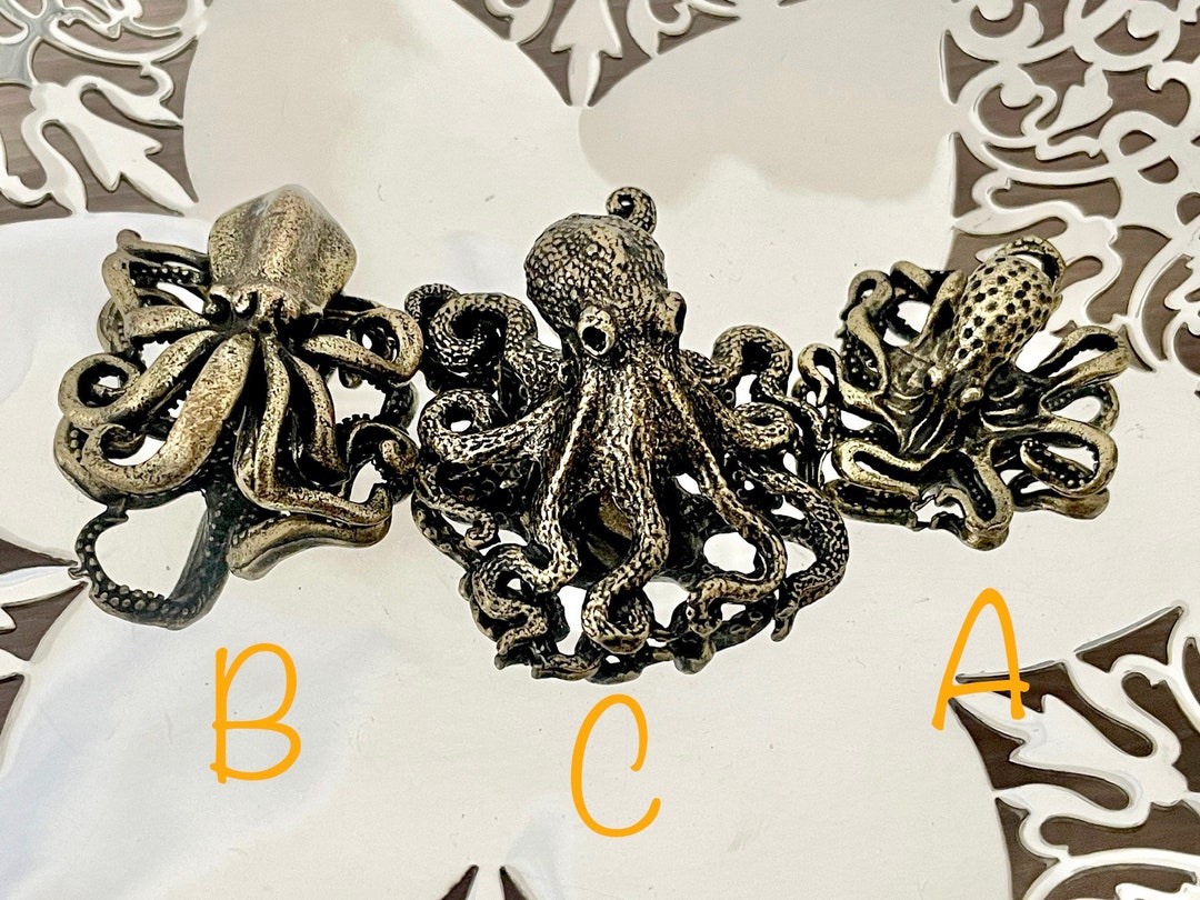 Solid Brass Octopus, Calamari Miniature Figurine, Sea Animals Ornament ...