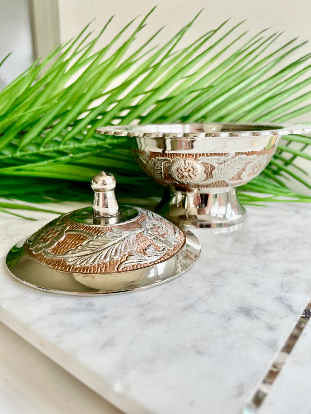 Vintage Decorative Sugar Bowl, Rustic Copper Candy Dish With Lid ...