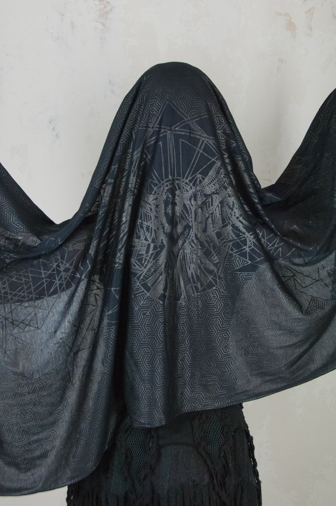 Black Witch Crow Bird Scarf Sarong and Shawl for Raven Cosplay | Etsy
