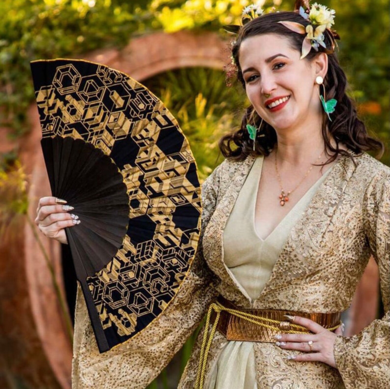 Black Hand Fan Folding Hand Fans With Sacred Geometry - Etsy