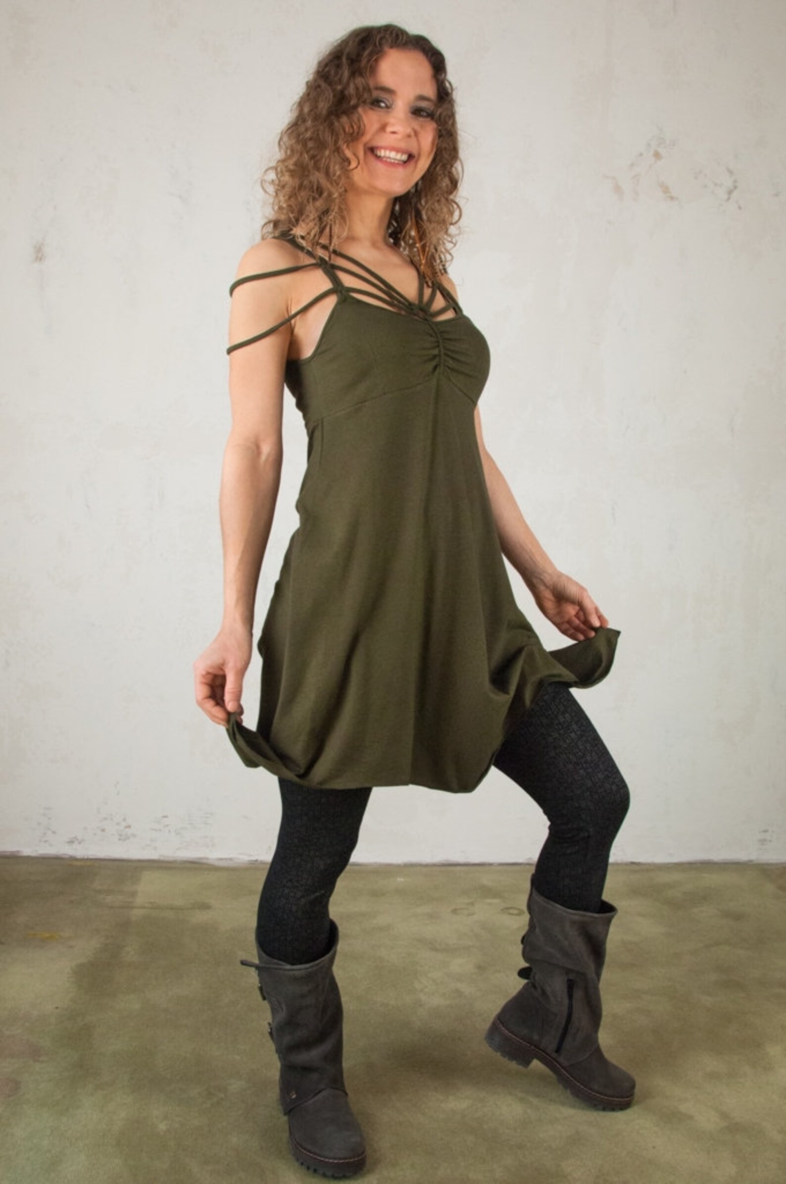 Green Witch Dress With Metal Rings and Laces for Festival | Etsy