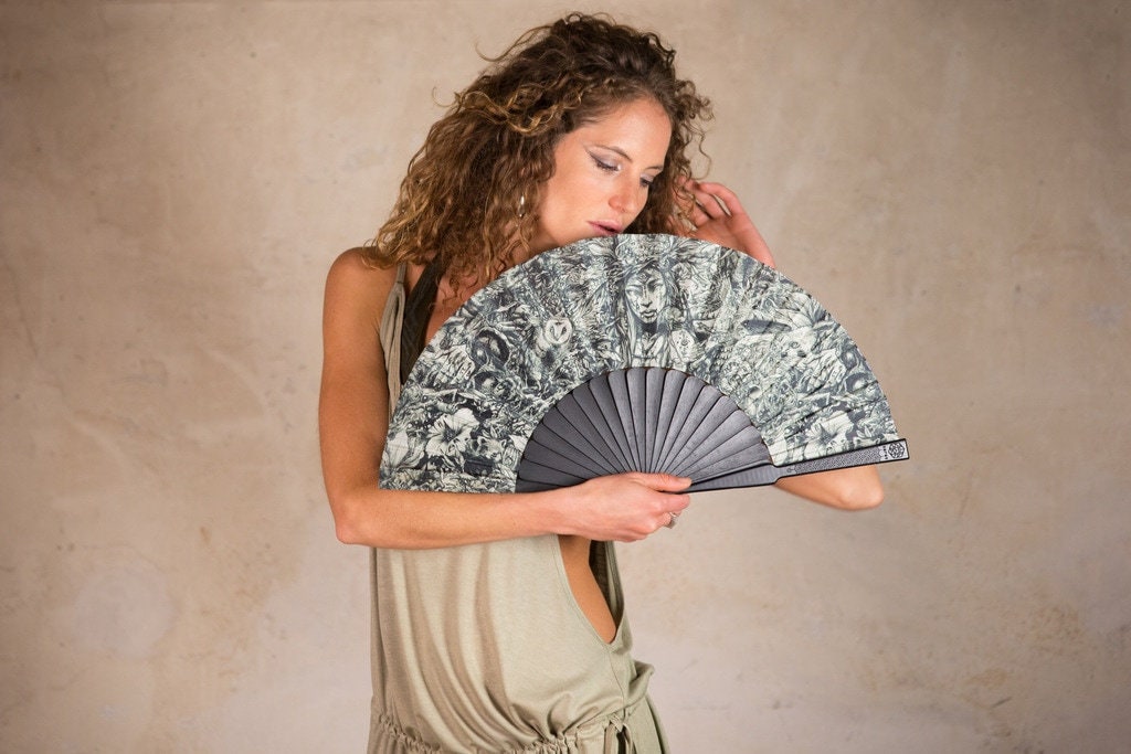 Hand Fan | Folding Hand Fans With Dark Mori Design | Goth Gifts ...