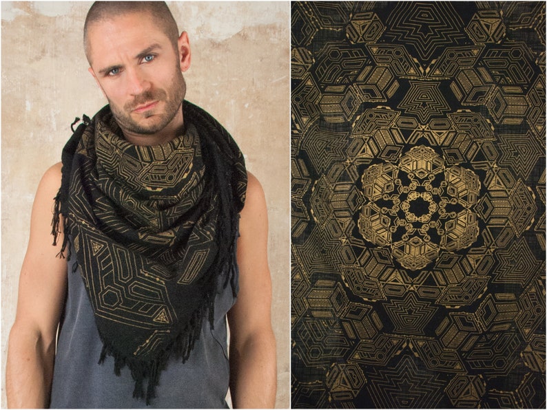 Cotton Linen Scarf With Sacred Geometry Print for Star Wars Cosplay as ...