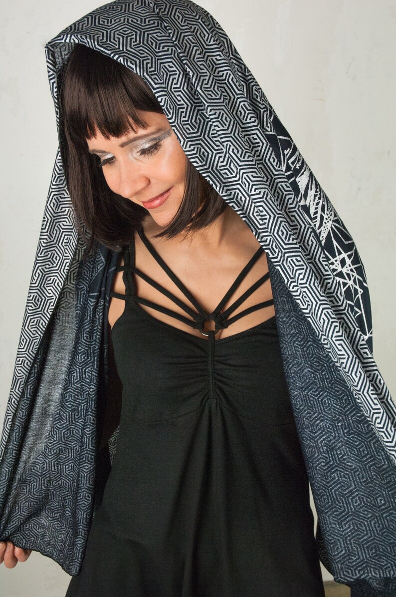 Silver Wing Crow Goth Scarf Made of Organic Material for Cyber - Etsy