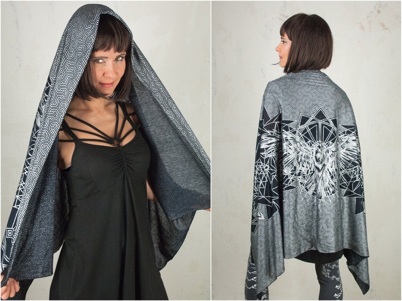 Silver Wing Crow Goth Scarf Made of Organic Material for Cyber - Etsy