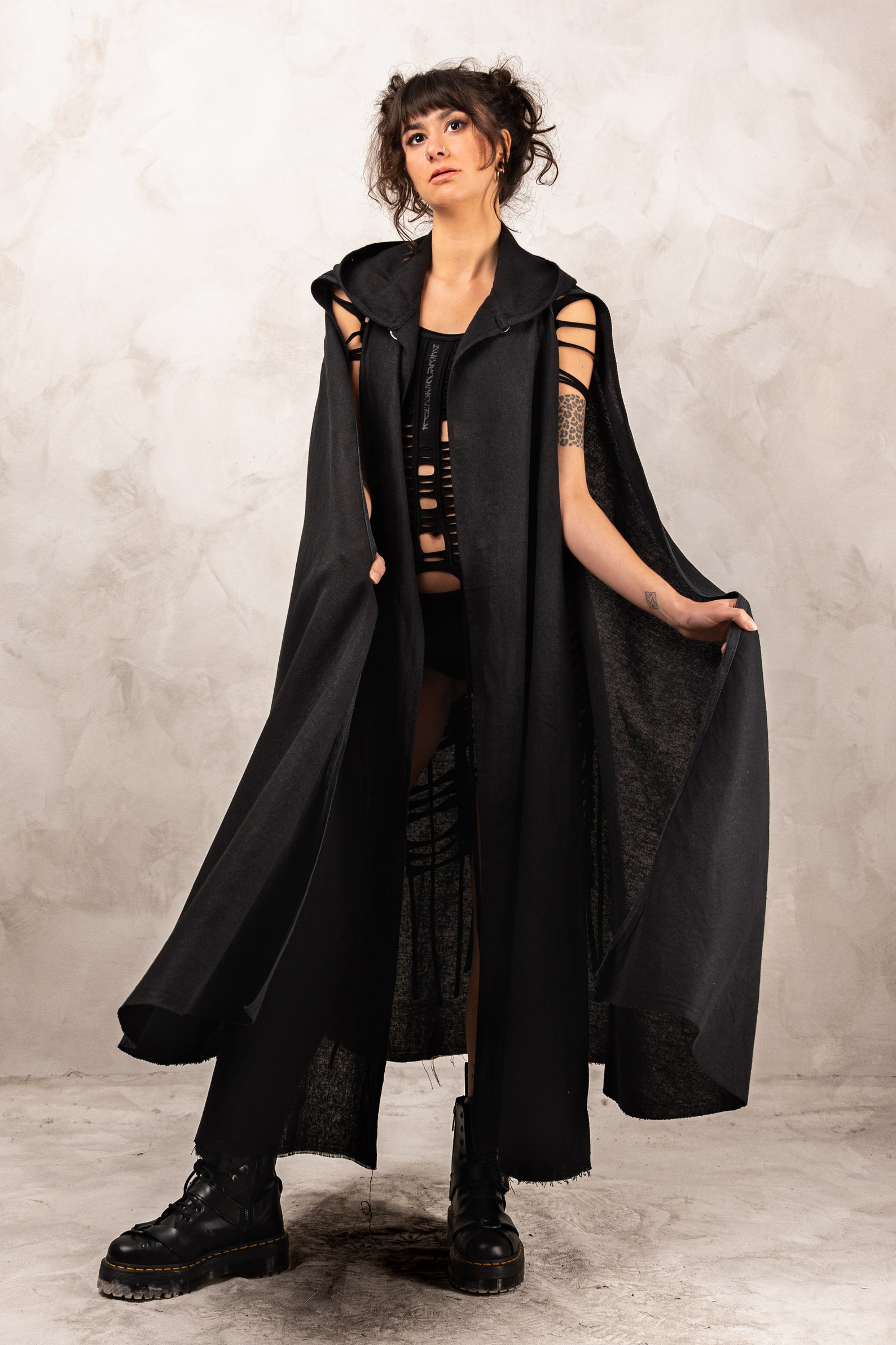 Black Medieval Ranger Cloak for Sith, Goth and Dark Wizard Cosplay Star ...