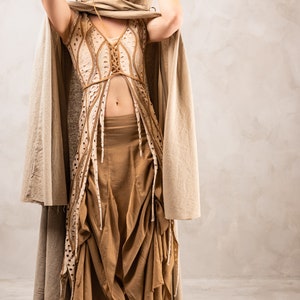 Creme White Medieval Cloak With Brass Fibula for Greek Goddess Star ...