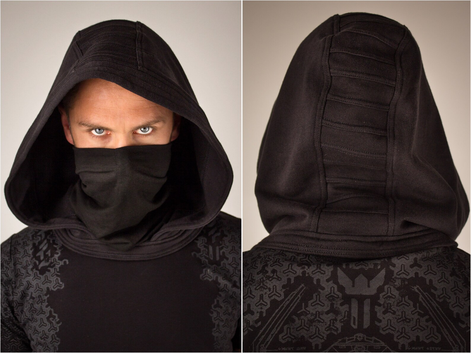 Black Goth Face Mask Hood Scarf Hoodie Star Costume Jedi Wars Cosplay ...