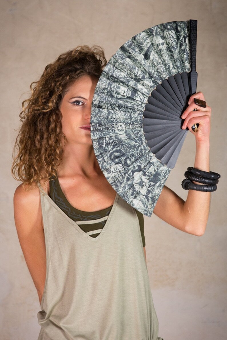 Hand Fan Folding Hand Fans With Dark Mori Design Goth | Etsy