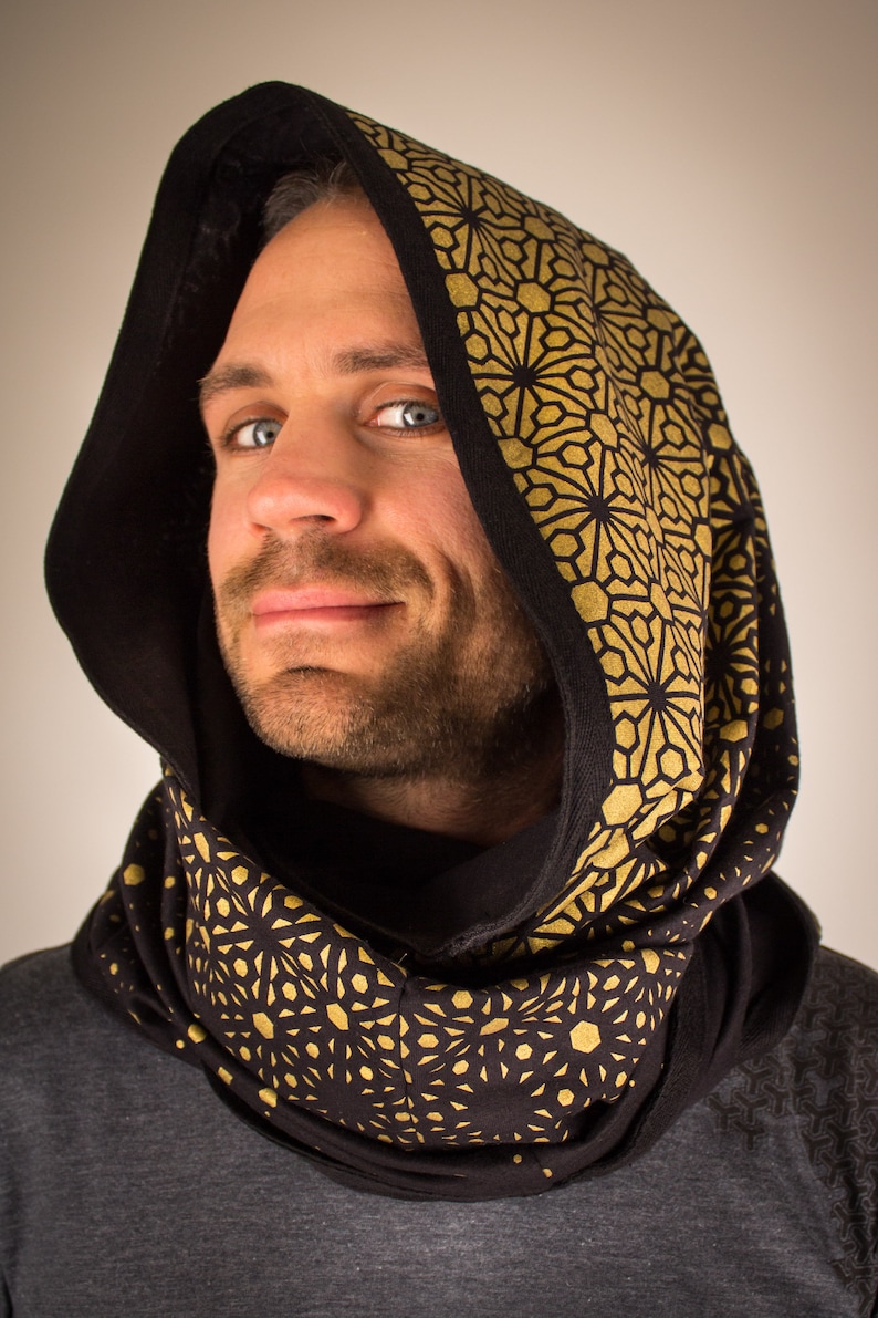 Wizard Druid Hood With Sacred Geometry Print Sorcerer Hood - Etsy Ireland