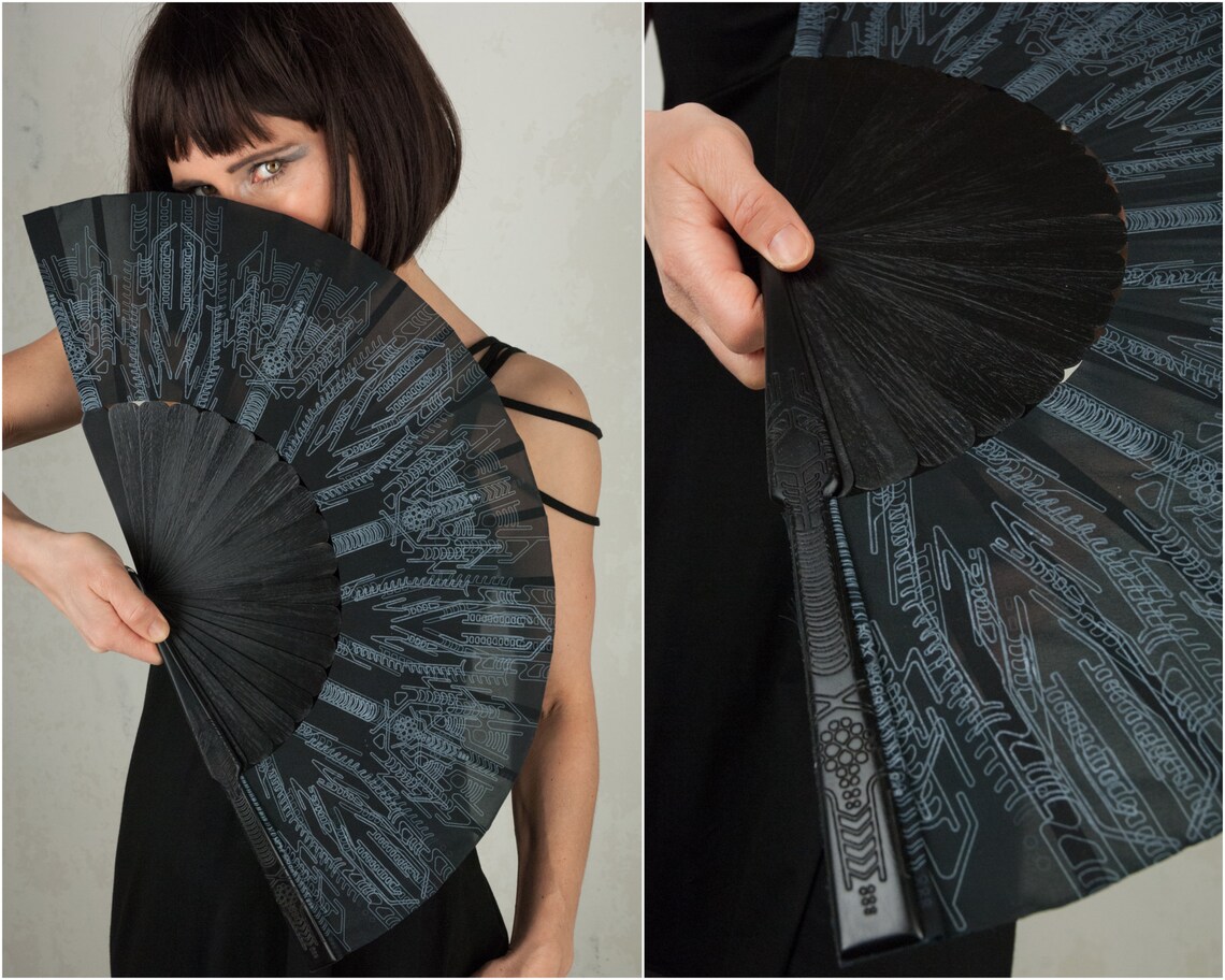 Goth Hand Fan and Folding Hand Fans With Sacred Geometry - Etsy