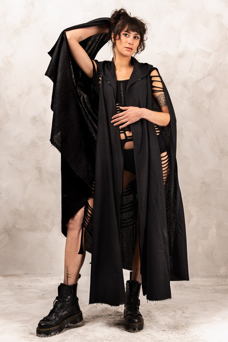 Black Medieval Ranger Cloak for Sith Goth and Dark Wizard - Etsy