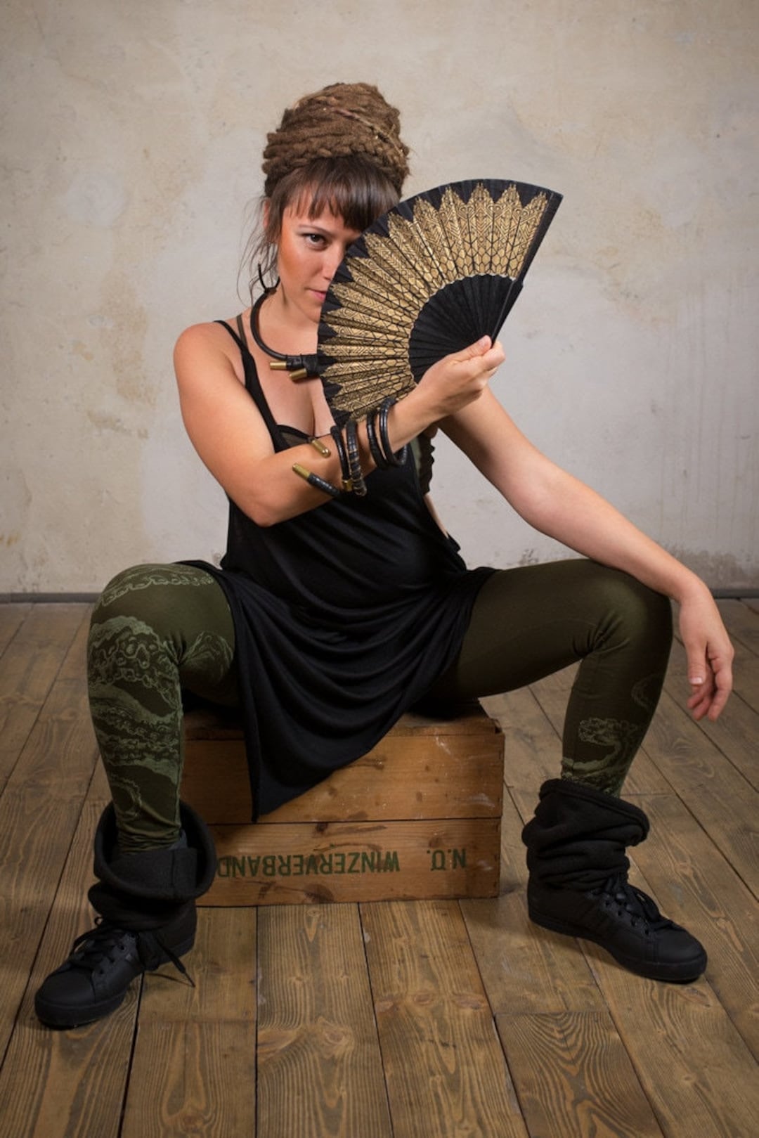 Black Hand Fan | Folding Hand Fans With Mandala Prints | Goth Gifts ...